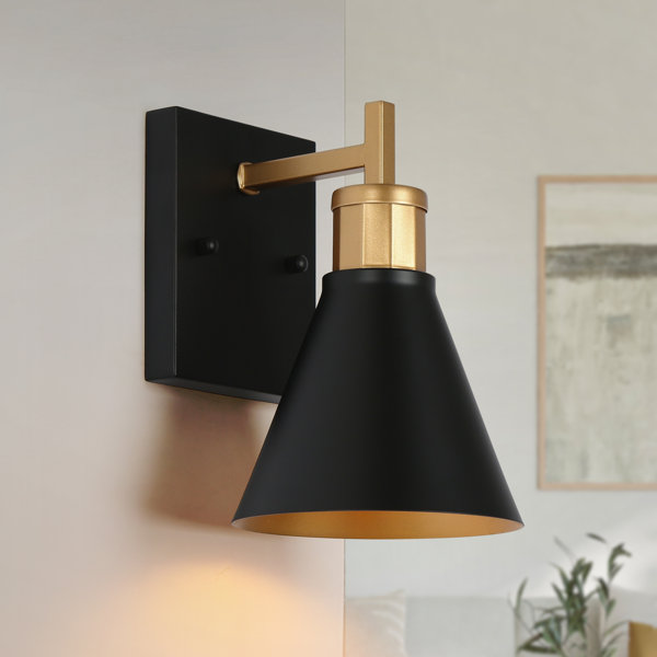 Corrigan Studio® Brooklyn-BB 1 - Light Dimmable Black Armed Sconce | Wayfair